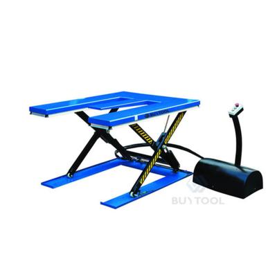 China Static Ultra Low Profile Scissor Lift Table 1000kg Capacity 1500x1300mm Pallet Lifter for sale