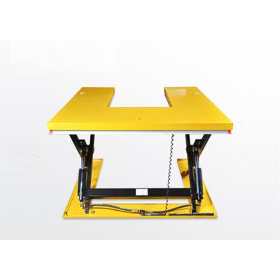 China U Shaped Low Profile Scissor Lift Table Cart 1t Pallet Hydraulic Stationary 1450x1140mm for sale