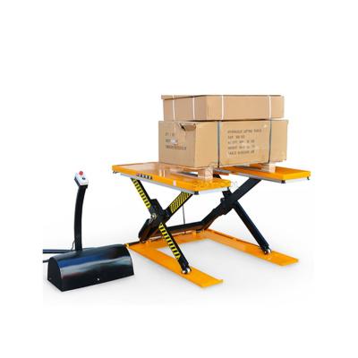 China 1000kg E Shape Low Profile Electric Hydraulic Scissor Lift Table 85mm Min Height for sale