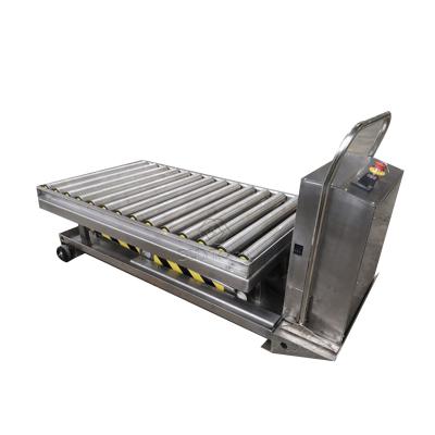 China Electric Mobile Stainless Steel Pallet Lift Table 800kg Capacity 1220x610mm Platform for Food Industry for sale