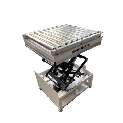 China Compact Scissor Lift Table With Roller Top Conveyor 500kg for sale