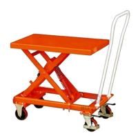 China Spring Activated Manual Scissor Lift Trolley 210kg Capacity 830x500mm Table for sale