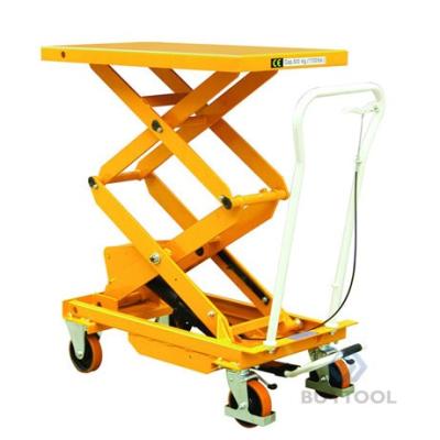 China Mobile Manual Hydraulic Scissor Lift Table 500kg Capacity 1600mm Max Height 520x1260mm for sale