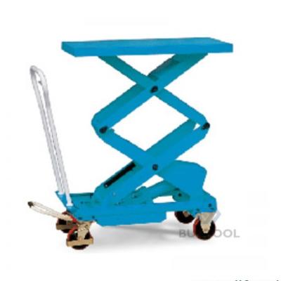 China Manual Twin Scissor Lift Table Cart 1100lbs Capacity 62in Lifting Height Heavy Duty Steel for sale