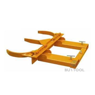 China Double Barrel Single Fork Mounted Forklift Drum Gripper Handling Attachments 1500lbs for sale