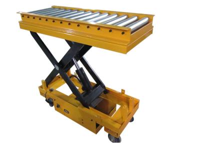 China Mobile Pallet Roller Conveyor Scissor Lift Table 1100lbs Capacity 40x20 inch for sale
