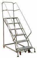 China Six Steps Steel Industrial Rolling Ladder 300kg 2340mm Height EN131 for sale
