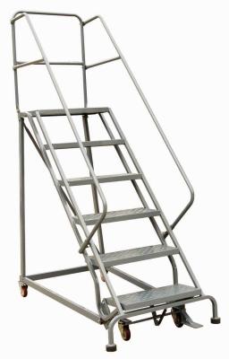 China Six Steps Steel Industrial Rolling Ladder 300kg 2340mm Height EN131 for sale