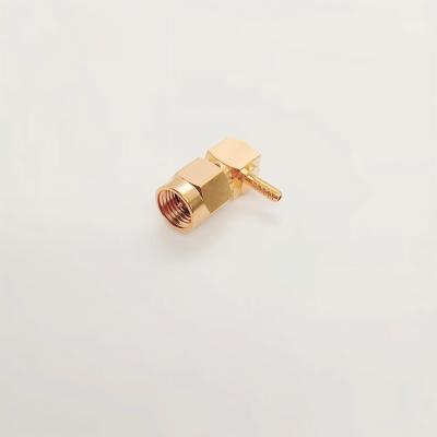 China Male RF Connector Small SMA R/A Connector 6GHz SMA-JW2 For Crimping  RG316/RG174  Coaxial  Cables for sale