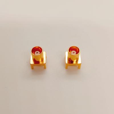 China Gold-plated Brass Female MCX Connector 50 Ohm with Push-in Coupling Structure for PCB Board for sale