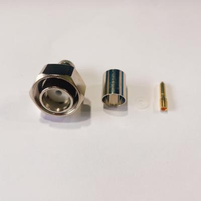 China 50 Ohm 4.3-10 DIN Connector Male Plug with Nickel Plated Brass and PTFE Insulator for LMR400 Cable for sale