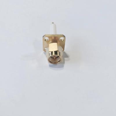 China SMA-JFD275 RF Coaxial Connector with 4-Hole Flange and Gold-plated Brass for DC-6GHz Applications for sale