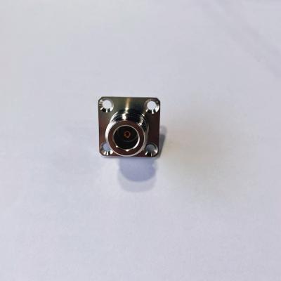 China N-Type Bulkhead Flange Connector Gold-Plated Brass DC-6GHz Frequency Range ≤1.25 VSWR RF PCB Welded Connector for sale