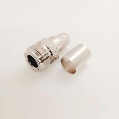 China Nickel Plated Brass Female N Type Crimp Connector for LMR 400 Coaxial Cables - RF N Connector for sale