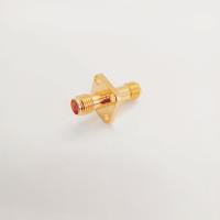 China 4 Holes Flange RF Adapter SMA Female to Female DC-18GHz Gold-Plated Brass for sale