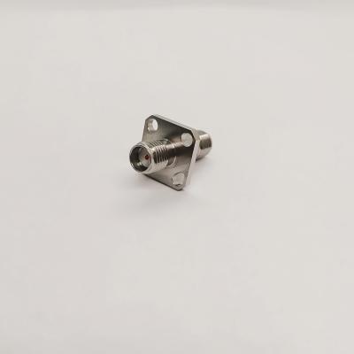 China Stainless Steel Flange Adapter SMA Female To Female 4 Holes DC-18GHz RF Adapter for sale