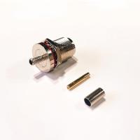 China DC-6GHz 50 Ohm N Female Crimp Connector with Brass Plated Ternary Alloy for RF Applications for sale