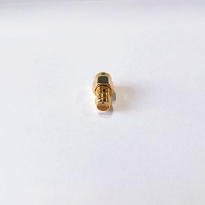 China Gold Plated Brass SMA Reverse Polarity Adapter 6GHz SMA Male To Female Adapter RPSMA / SMA-JK for sale
