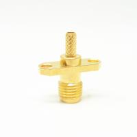 China SMA Connector RF Flange Female Two Hole with Gold-plated Brass PTFE Insulator and DC-6GHz Frequency Range for sale