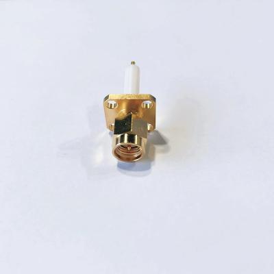China DC-6GHz SMA Connector Male 4 Hole Flange Mount Gold-Plated Brass RF Coaxial PCB Connector for sale