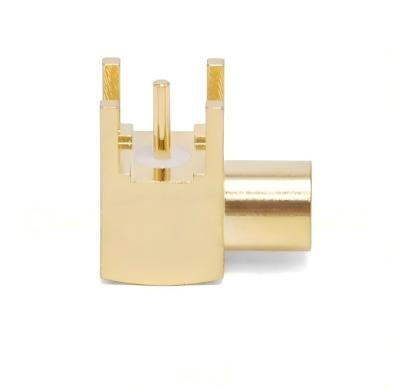 China SMP Right Angle PCB Connector RF SMP Male Connector with Gold-Plated Brass DC-18GHz Frequency Range and PTFE Insulator for sale