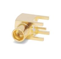 China SMP Right Angle PCB Connector RF SMP Male Connector with Gold-Plated Brass DC-18GHz Frequency Range and PTFE Insulator for sale
