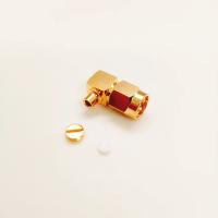 China Gold Plated Brass SMA RF Connector with DC-6GHz Frequency Range and Right Angle Welded Design for RG405/086 Cable for sale