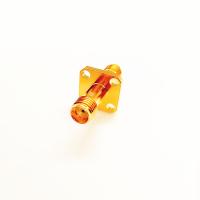China RF Adapter SMA Female to Female 4 Holes Flange DC-18GHz Brass Body Adapter for sale