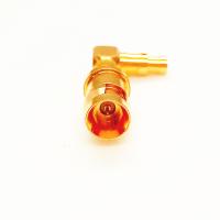 China SMP Male Right Angle RF Coaxial Connector with DC-18GHz Frequency Range and Gold-Plated Brass Body for sale