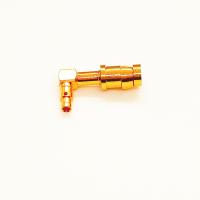 China SMP Male Right Angle RF Coaxial Connector with DC-18GHz Frequency Range and Gold-Plated Brass Body for sale