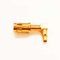 China SMP Male Right Angle RF Coaxial Connector with DC-18GHz Frequency Range and Gold-Plated Brass Body for sale