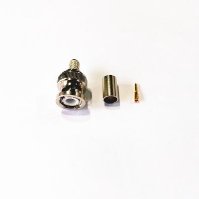 China BNC Connector DC-4GHz Gold-plated brass BNC Male Crimp Connector with PTFE Insulator for 50-4/LMR240 Coaxial Cable for sale