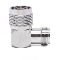 China Nickel Plated Brass RF Adapter N Male to Female Right Angle with Low VSWR ≤1.2 and DC-4.5GHz Frequency Range for sale