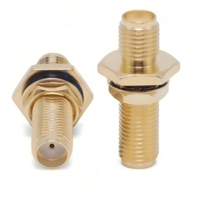 China Waterproof SMA Bulkhead RF Adapter DC-6GHz with Gold-plated Brass for High-Frequency Signal Transmission for sale