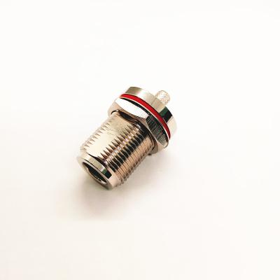 China N-C-KY-3 N Type Female Straight Bulkhead Crimp Jack RF Coaxial Connector 50Ω Gold-plated Brass IP67 Waterproof for sale