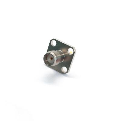 China DC-18GHz Stainless Steel 4 Hole Flange SMA Connector for RF Coaxial Applications for sale