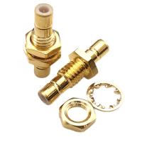 China 50 Ω SMB Male to Male Bulkhead RF Adapter for PCB Mount with Brass Body and Gold-Plated Contacts for sale