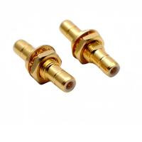 China 50 Ω SMB Male to Male Bulkhead RF Adapter for PCB Mount with Brass Body and Gold-Plated Contacts for sale