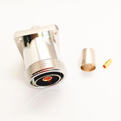 China RF Connector 7/16-C-KF-7 DIN 4 Holes Female Flange 24.7*24.7Mount Crimp Type For LMR400 Cable for sale