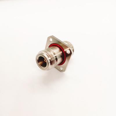 China N Female to SMA Female 50Ω High-Frequency RF Adapter with Brass Body and PTFE Insulation for 4-Hole Flange Mount for sale