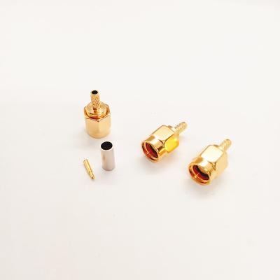 China SMA Male Connector Gold-Plated Brass DC-6GHz 50Ω RF Connector for RG316 Cable for sale