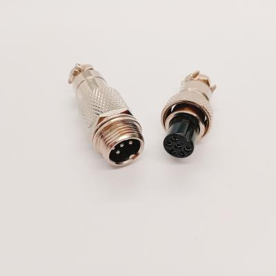 China Aviation Connector GX12-2-3-4-5-6-7 Pin Connector Snap On Threaded Locking Type GX12-6P for sale