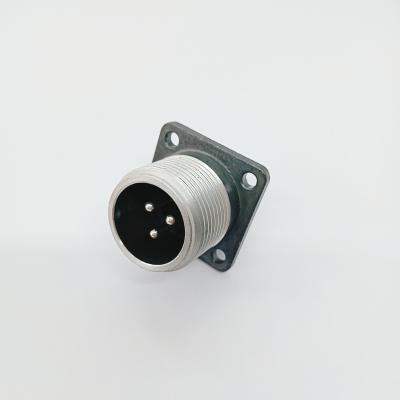 China Circular Aviation Connector P Series 3 Pin Thread Locking Square Flange Panel Mount Male Receptacle P20J3A for sale