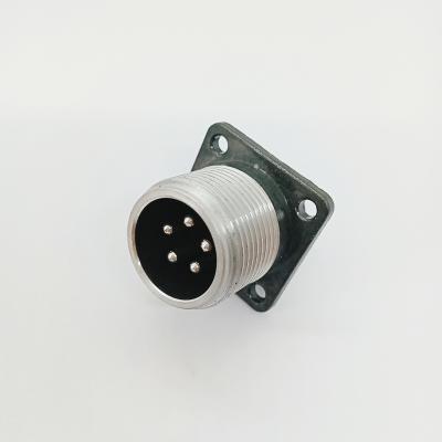 China P20J9A 5 Pin Circular Aviation Male Plug with Threaded Welding and 1500V Withstand Voltage for sale