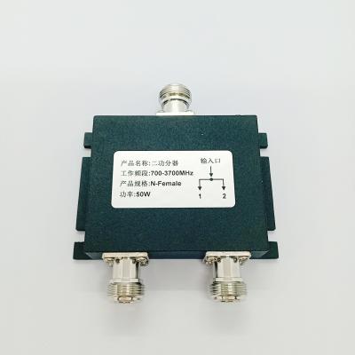 China 50W 2-way RF Power Divider 700-3700MHz 1 Input 2 Output With N-Female Connectors for sale