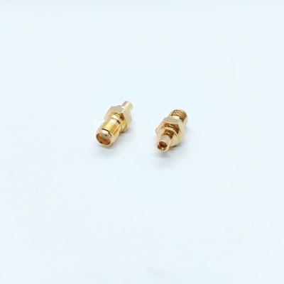 China RF Adapter DC-6GHz Gold Plated Brass MMCX Female To SMA Female Adapter MMCX/SMA-KK for sale