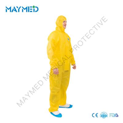 China EN14126 Single Use Overall Biological Protective Gowns Chemical Resistant Type 3 4 5 6 for sale