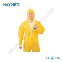 China PP CPE Yellow Disposable Medical Coveralls type3B 4B 5B 6B EN14605 EN14126 for sale