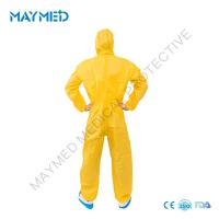 China 82gsm Yellow Type 3 Disposable Medical Coveralls Biological EN1149 ISO13485 for sale