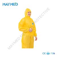 China 82gsm Yellow Type 3 Disposable Medical Coveralls Biological EN1149 ISO13485 for sale